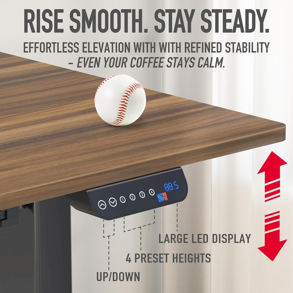 SHW 55 x 28 Inches Electric Height Adjustable Standing Desk with Drawer ...