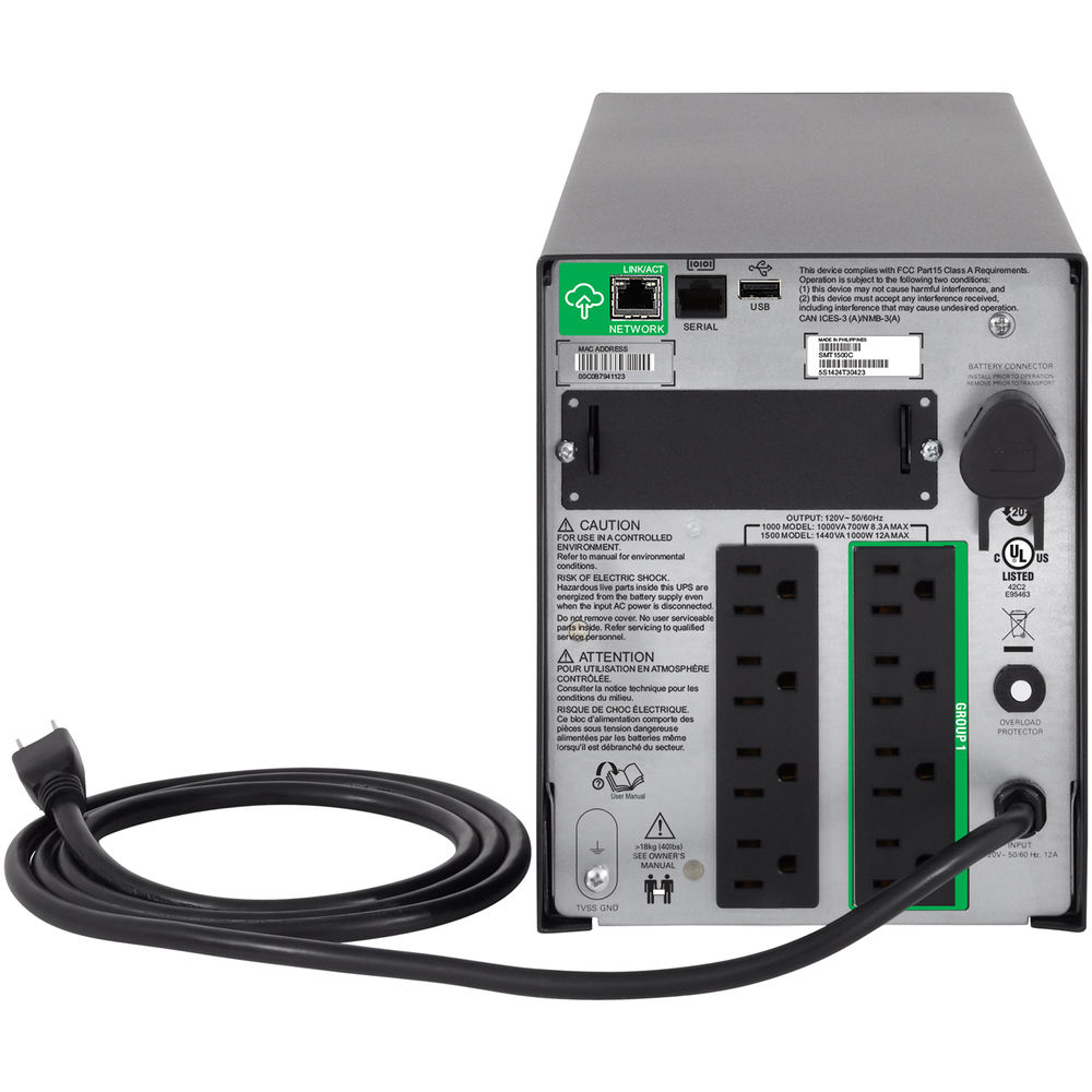 APC 1500VA Smart UPS with SmartConnect, SMT1500C Sinewave UPS Battery ...