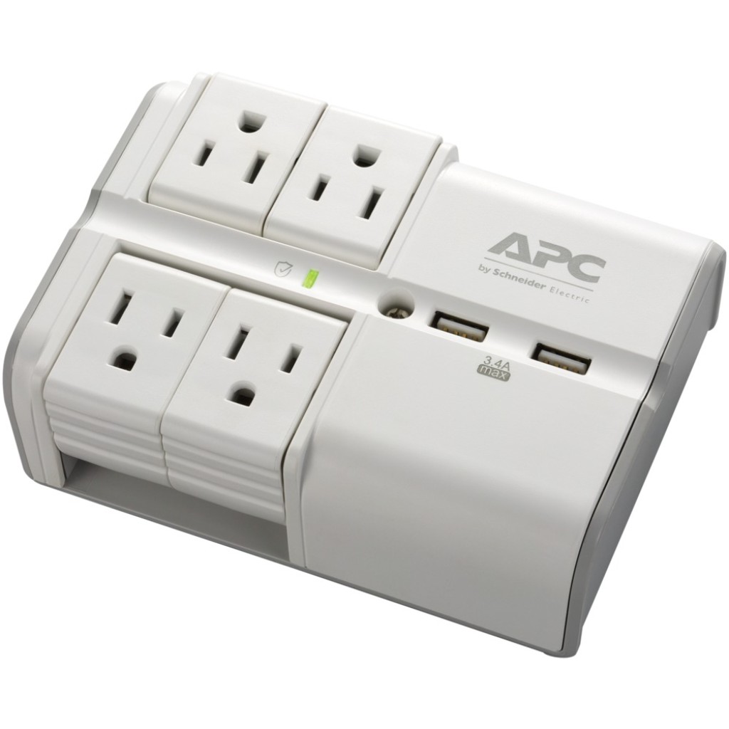 Apc Essential Surgearrest 4-Rotating-Outlets Wall Tap With 2 Usb ...