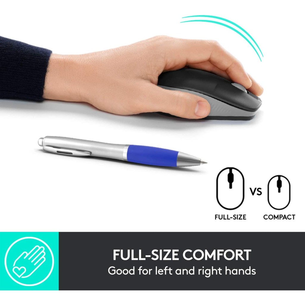 Logitech Wireless Mouse M190 - Full Size Ambidextrous Curve Design ...